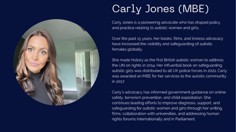 British Autism Advocate Dr Carly Jones MBE